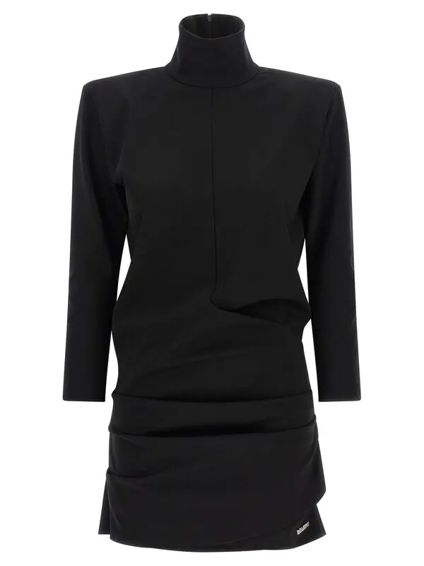Attico Structured Shoulder Dress - Black
