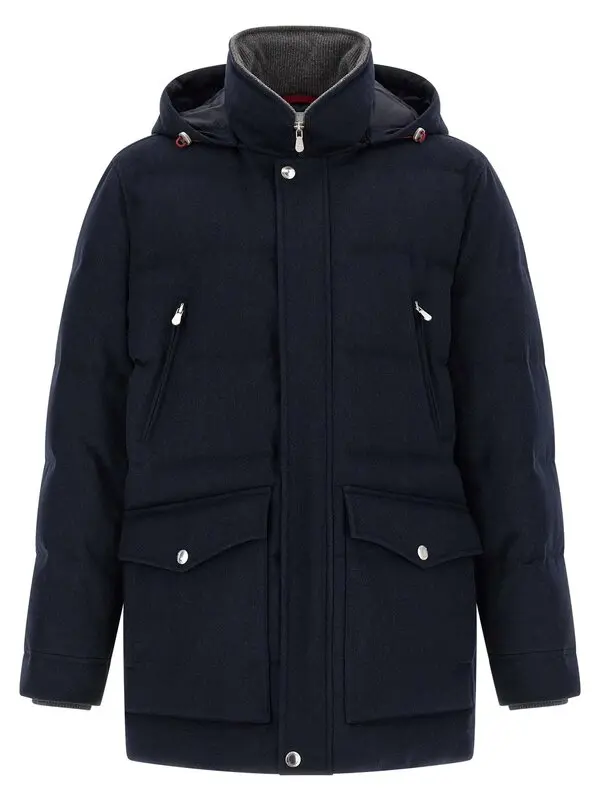 Brunello Cucinelli Wool Flannel Parka - Blue