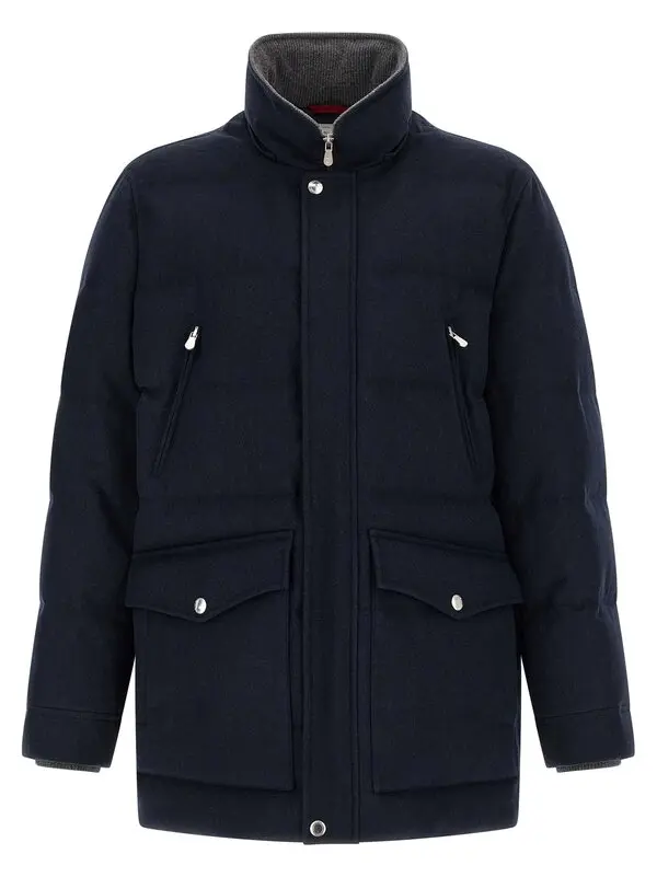 Brunello Cucinelli Wool Flannel Parka - Blue