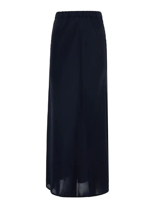 Max Mara Sospiro' Blue Skirt With Logo Embroidery On The Front And Elasticated Waist In Silk For - Multicolor