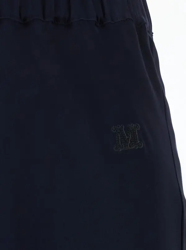 Max Mara Sospiro' Blue Skirt With Logo Embroidery On The Front And Elasticated Waist In Silk For - Multicolor