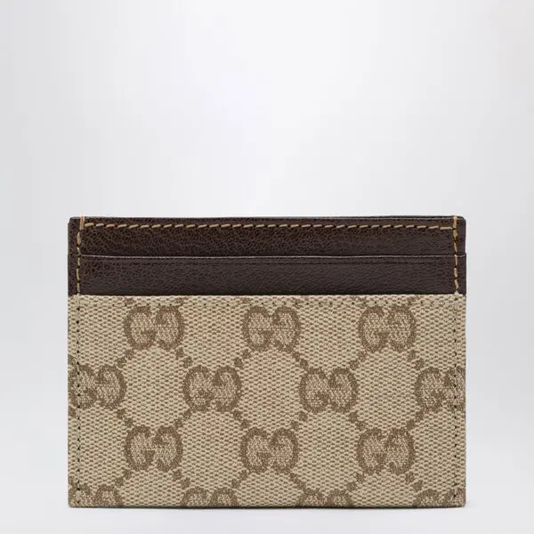 Gucci Essence Classic Card Holder In Brown Gg Canvas