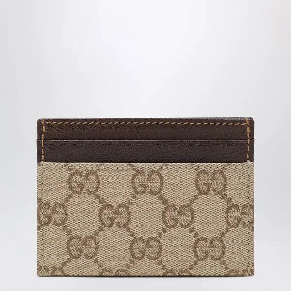 Gucci Essence Classic Card Holder In Brown Gg Canvas