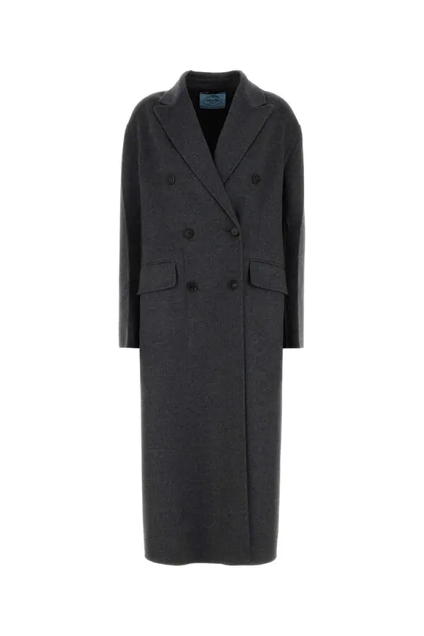 Prada Dark Grey Wool Blend Coat