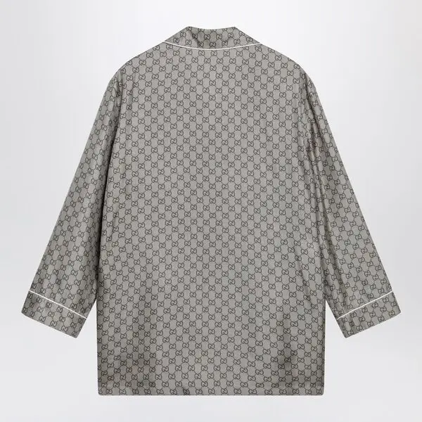 Gucci Silk Twill Shirt With Gg Print - Cream