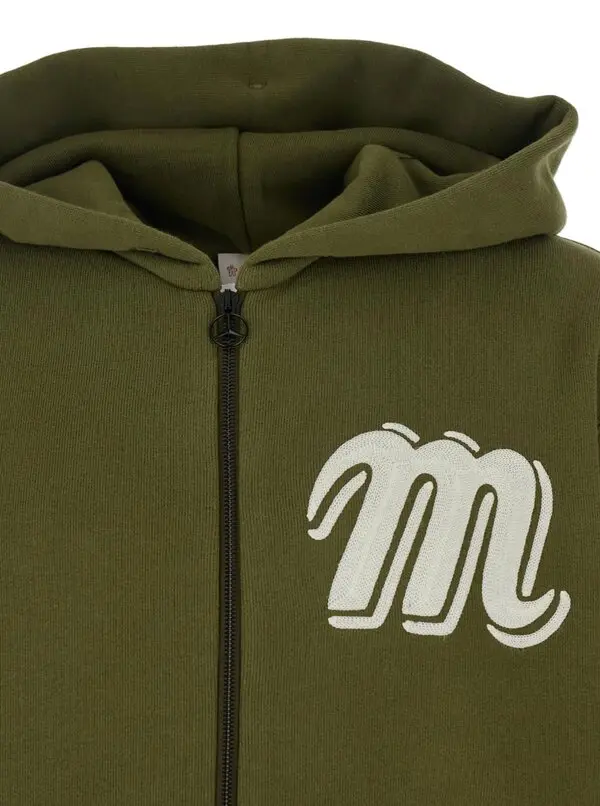 Moncler Monogram Embroidered Cotton Jersey Zip Up Sweatshirt - Multicolor