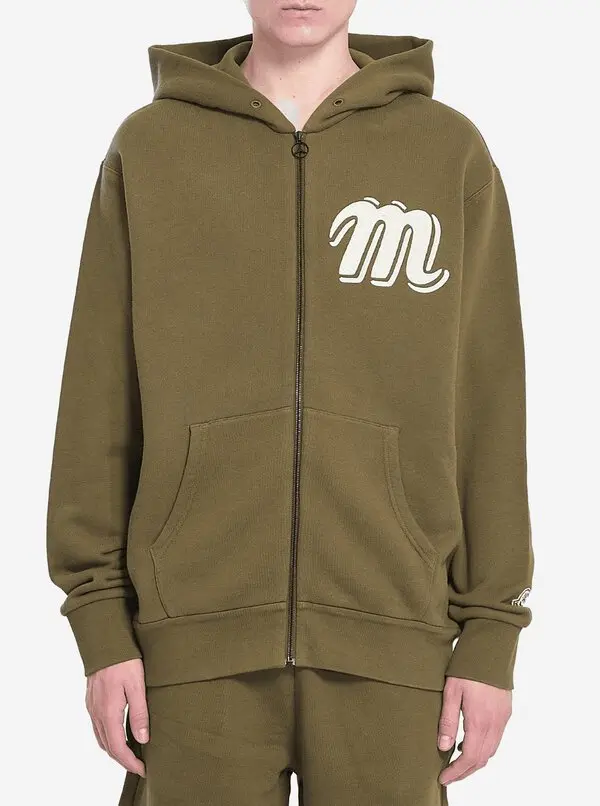 Moncler Monogram Embroidered Cotton Jersey Zip Up Sweatshirt - Multicolor
