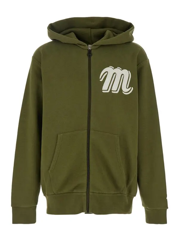 Moncler Monogram Embroidered Cotton Jersey Zip Up Sweatshirt - Multicolor
