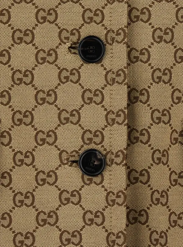 Gucci Gg Canvas Pointed Collar Coat - Multicolor