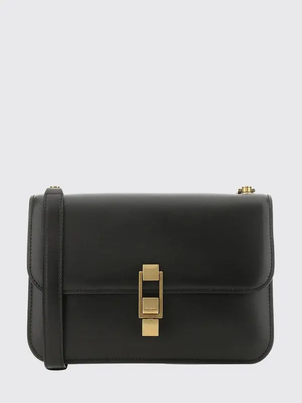 Saint Laurent Mini Crossbody Bag In Calfskin Leather With Flap And Logo - Blue