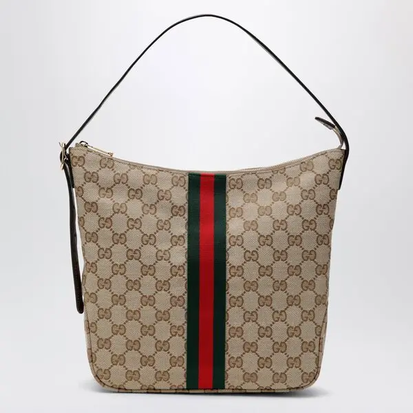 Gucci Medium Lunetta Crossbody Bag In Beige Sand Gg Fabric - Cream