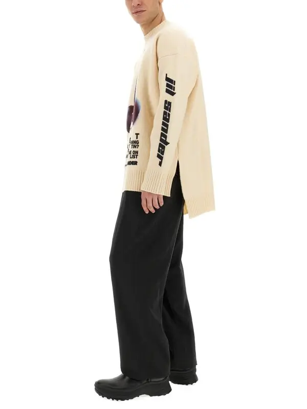 JIL SANDER Jersey With Embroidery - Cream