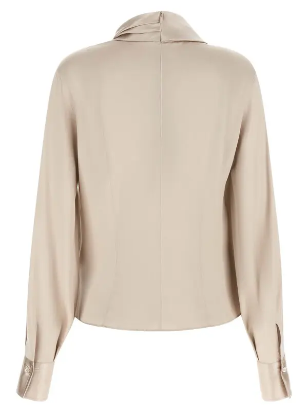 Brunello Cucinelli Asymmetric Draped Blouse - Cream