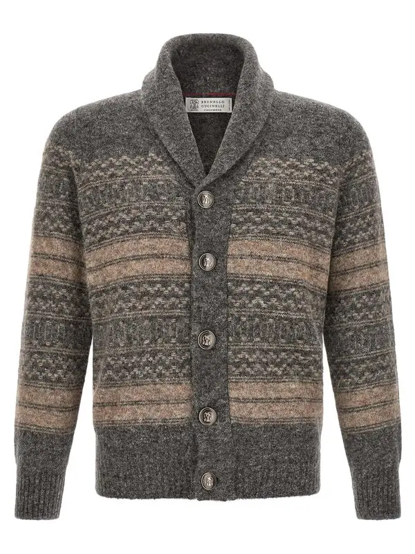 Brunello Cucinelli Nordic Jacquard' Cardigan - Gray