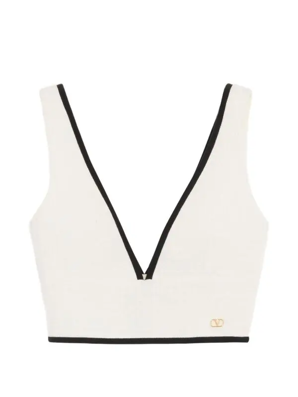 Valentino Garavani Cotton Tweed Cropped Tank Top - Multicolor