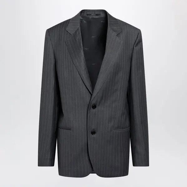 Gucci Grey/light Blue Pinstripe Wool Jacket