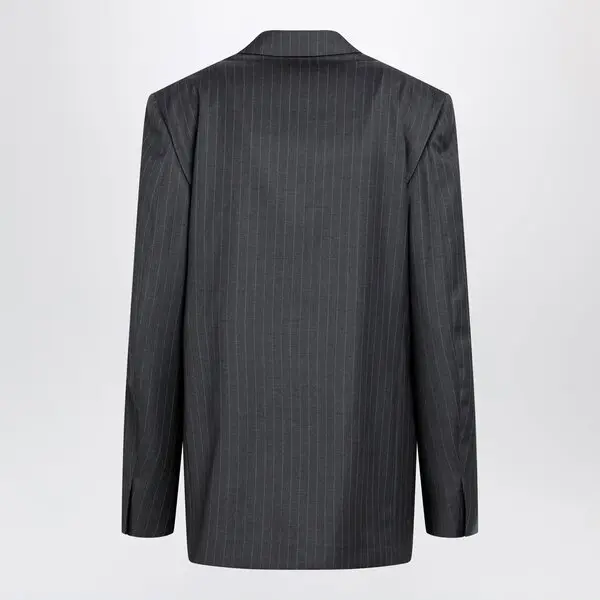 Gucci Grey/light Blue Pinstripe Wool Jacket