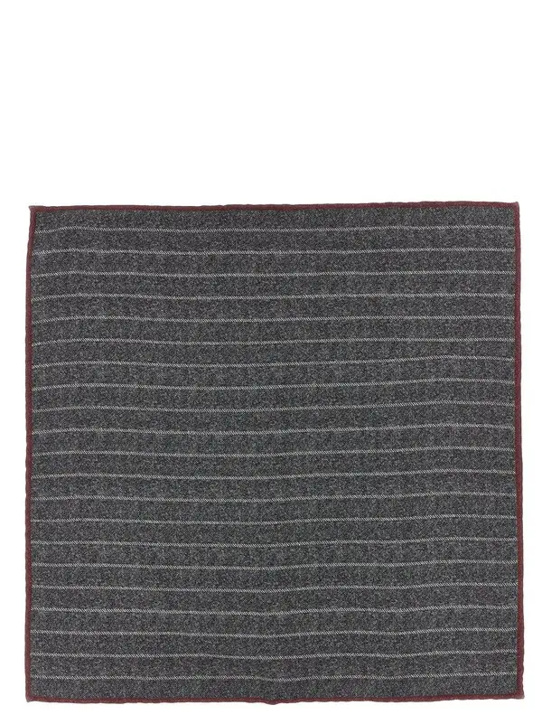 Brunello Cucinelli Silk Pinstripe Pocket Square - Gray