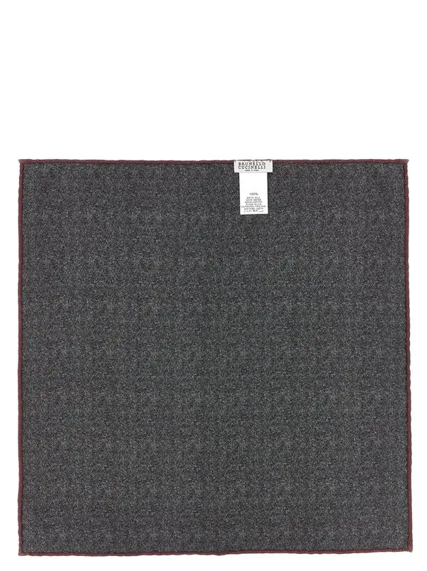 Brunello Cucinelli Silk Pinstripe Pocket Square - Gray