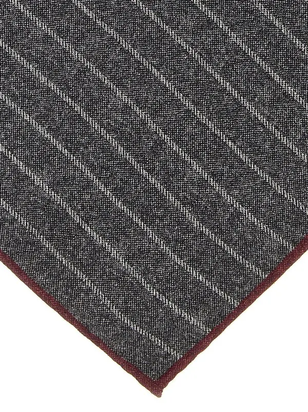 Brunello Cucinelli Silk Pinstripe Pocket Square - Gray
