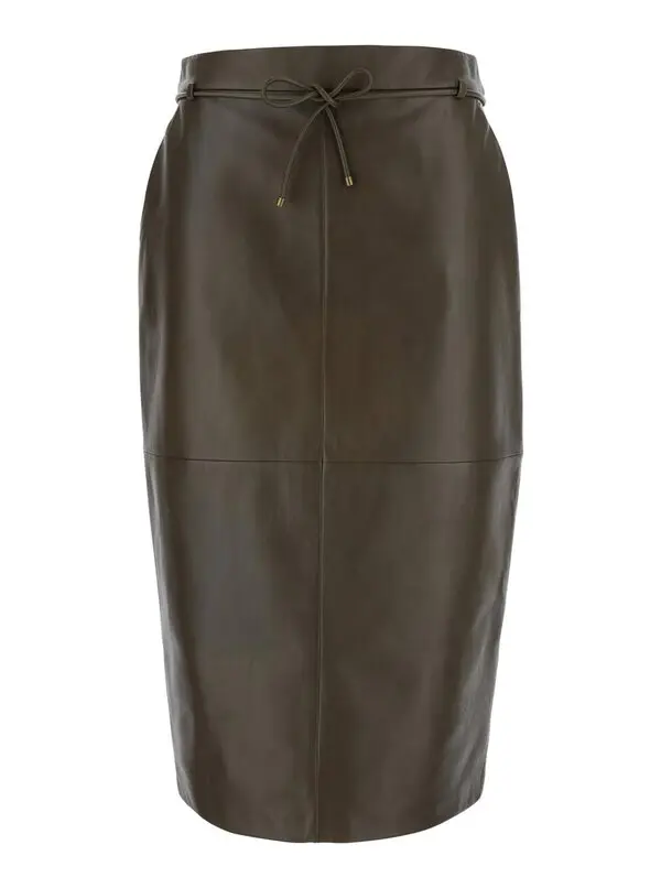 Max Mara Leather Midi Skirt - Multicolor