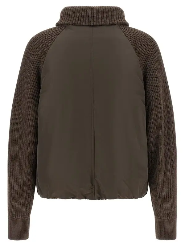 Brunello Cucinelli Knit Insert Down Jacket - Brown