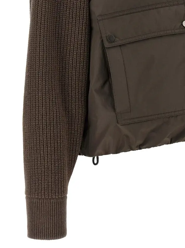 Brunello Cucinelli Knit Insert Down Jacket - Brown