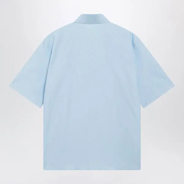 Gucci Gg Cotton Poplin Short-sleeve Shirt In Light - Blue