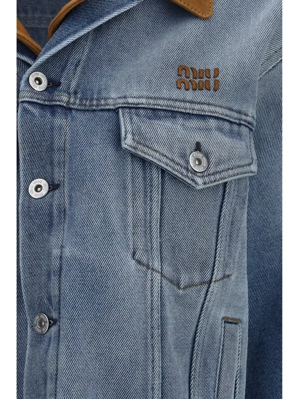 Miu Miu Washed Denim And Suede Jacket