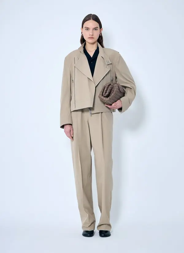 Bottega Veneta Compact Cotton Belted Pants - Cream