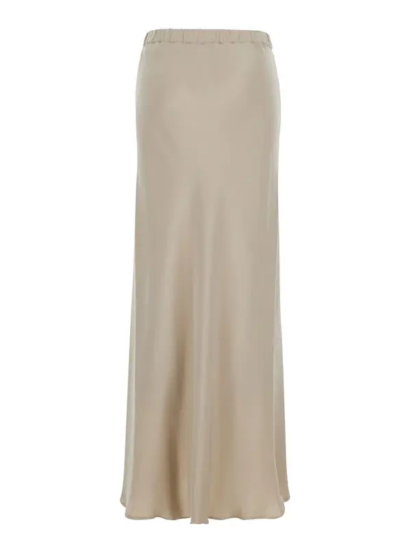 Max Mara Sospiro' Beige Skirt With Logo Embroidery On The Front And Elasticized Waist In Silk For - Cream