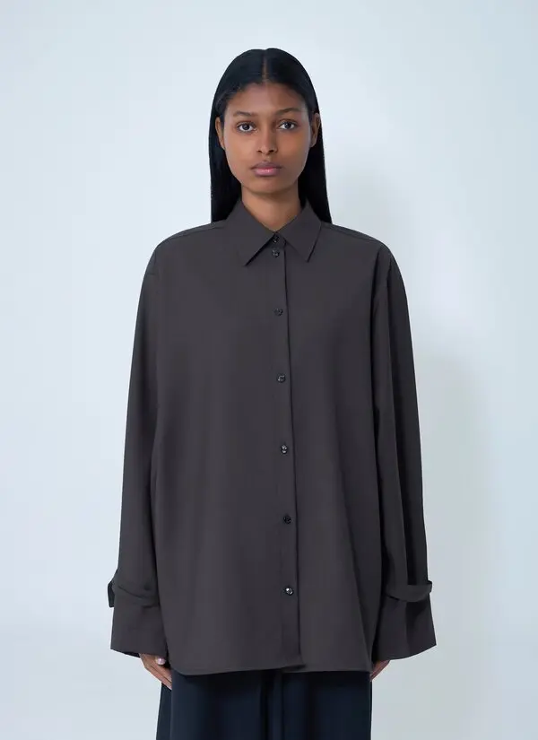 TOTEME Tie-cuff Wool Shirt - Brown