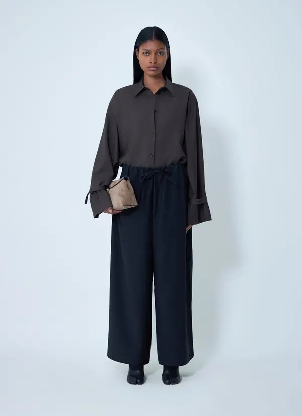 TOTEME Tie-cuff Wool Shirt - Brown