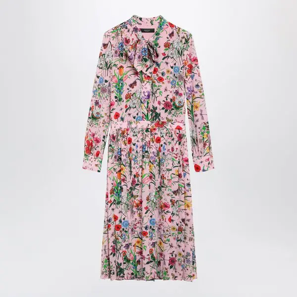Gucci Flora Print Silk Shirt Dress - Multicolor