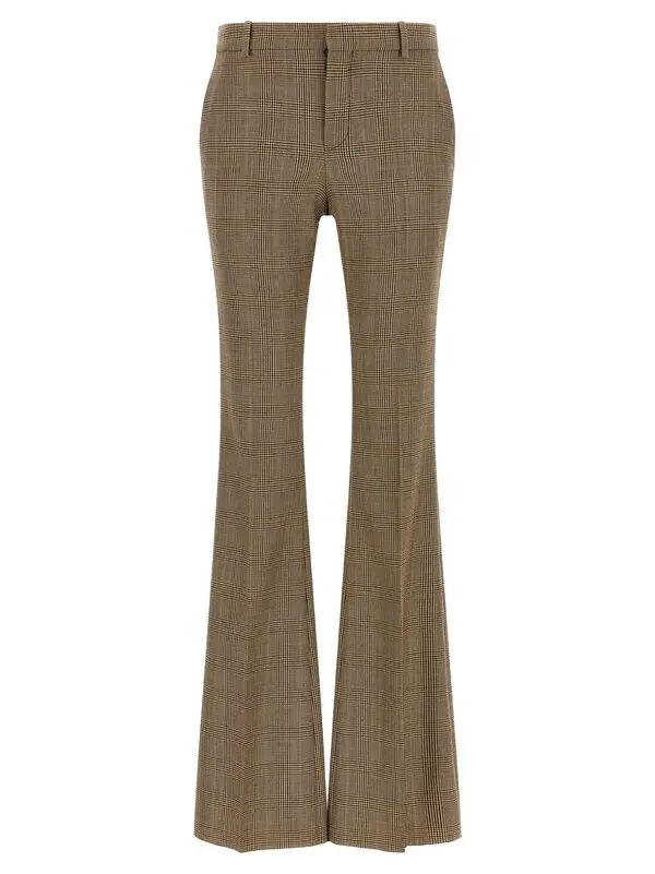 Saint Laurent Prince Of Wales Houndstooth Trousers - Brown
