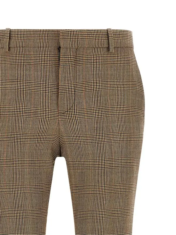 Saint Laurent Prince Of Wales Houndstooth Trousers - Brown