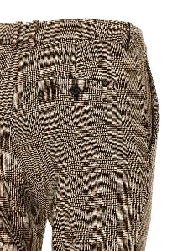 Saint Laurent Prince Of Wales Houndstooth Trousers - Brown