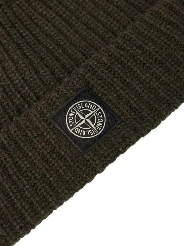 Stone Island Logo Beanie - Green