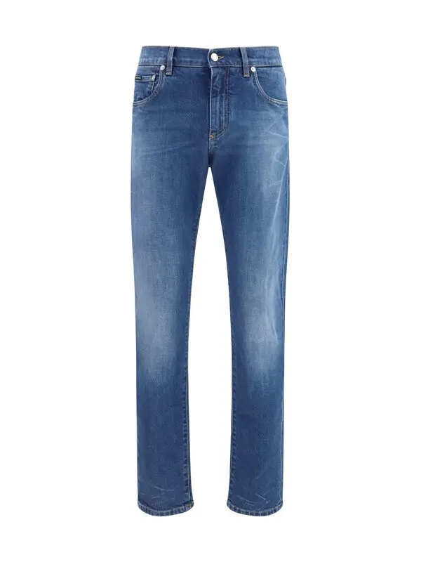 Dolce & Gabbana Slim Stretch Jeans With Dg Logo - Blue