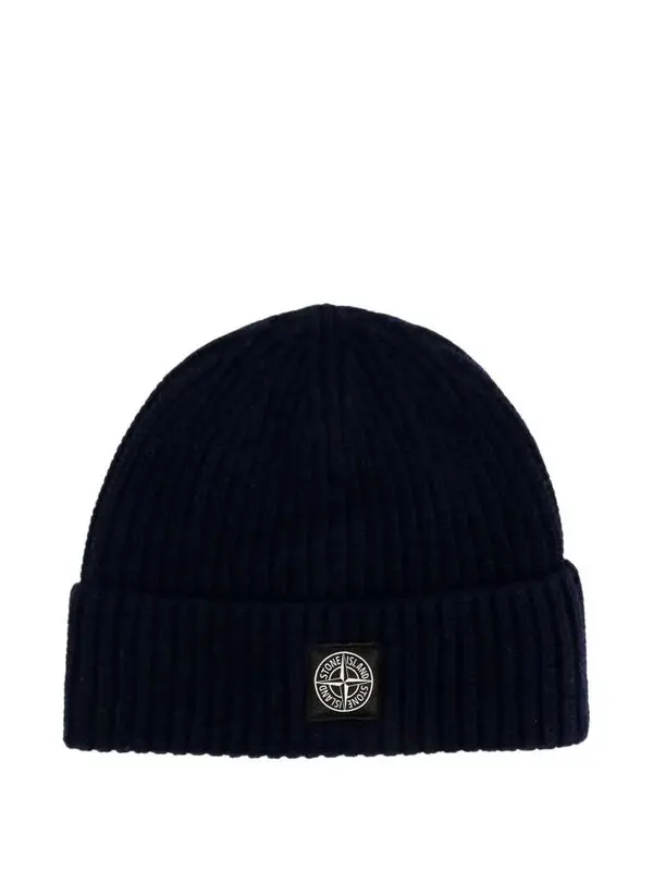 Stone Island Logo-patch Beanie - Blue