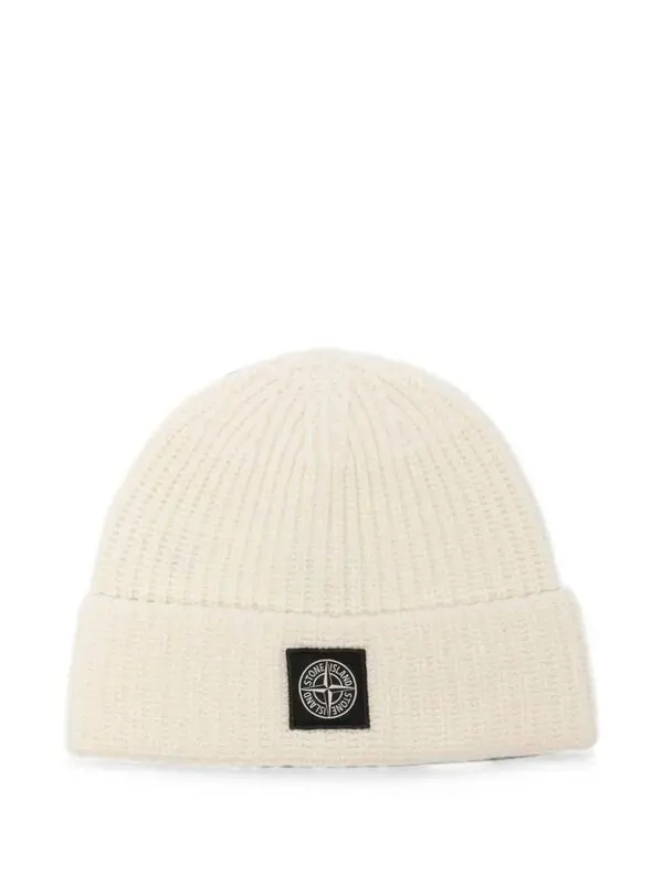 Stone Island Berretto A Coste Con Patch Logo