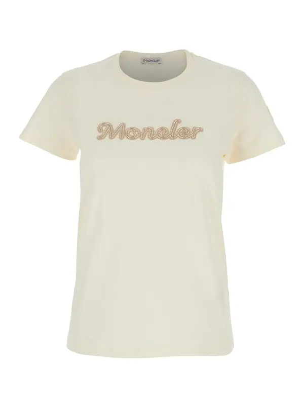 Moncler Embroidered Logo Cotton T-shirt - White