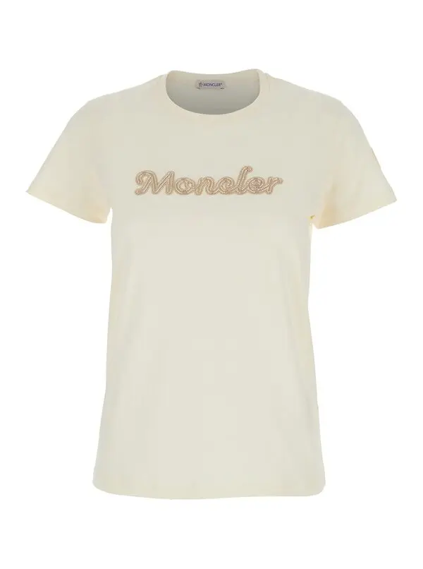 Moncler Embroidered Logo Cotton T-shirt - White