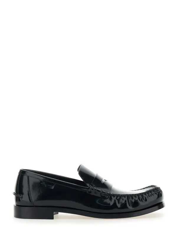 Bottega Veneta Truman' Black Loafers With Side Logo Patch In Leather - Multicolor