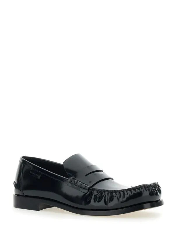 Bottega Veneta Truman' Black Loafers With Side Logo Patch In Leather - Multicolor