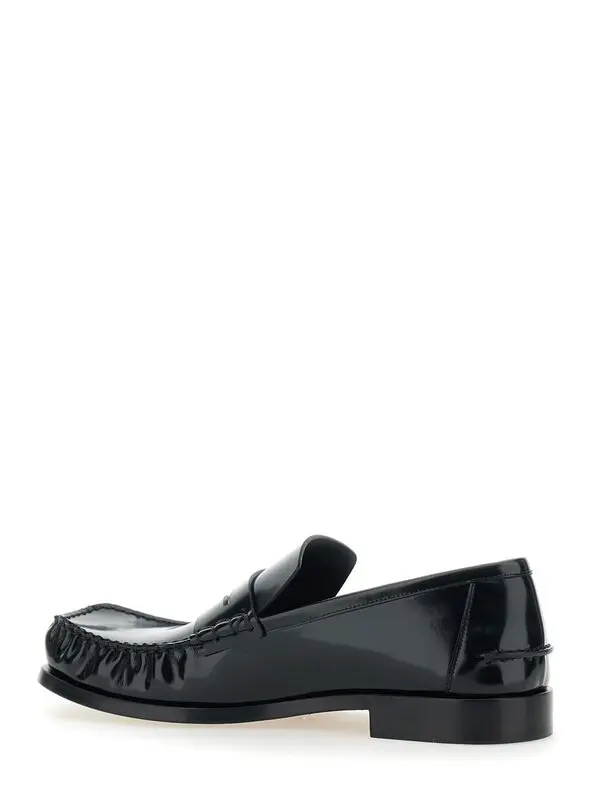 Bottega Veneta Truman' Black Loafers With Side Logo Patch In Leather - Multicolor