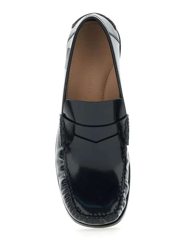 Bottega Veneta Truman' Black Loafers With Side Logo Patch In Leather - Multicolor