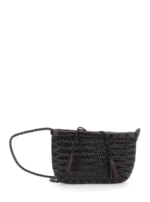 Dragon Diffusion Minsu' Crossbody Bag With Strap And Woven Motif In Leather For - Brown