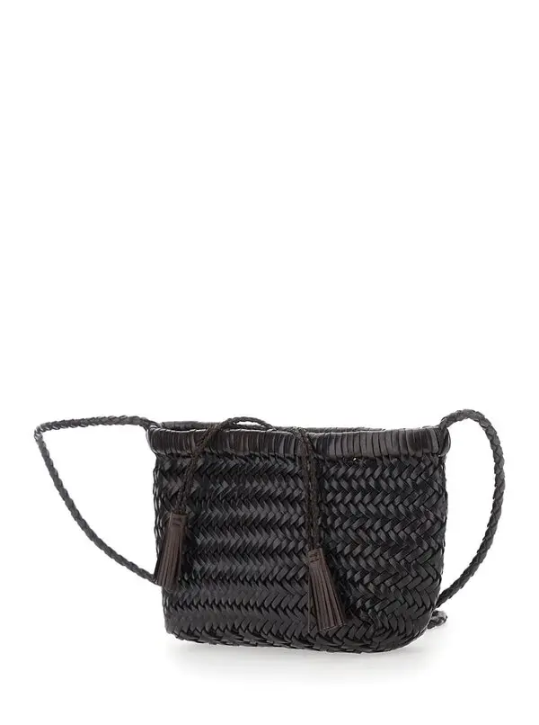 Dragon Diffusion Minsu' Crossbody Bag With Strap And Woven Motif In Leather For - Brown