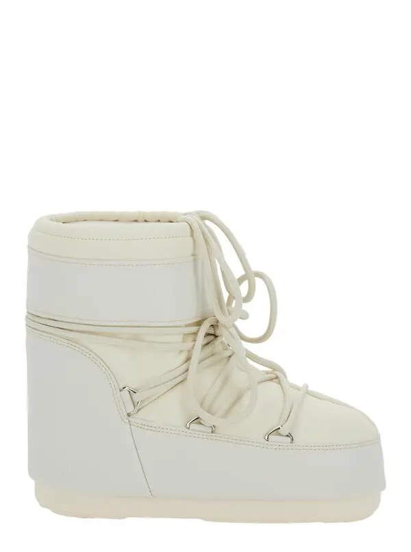 Moon Boot Snow Boots With Maxi Logo Print On The Side In White Tech Fabric For - Multicolor